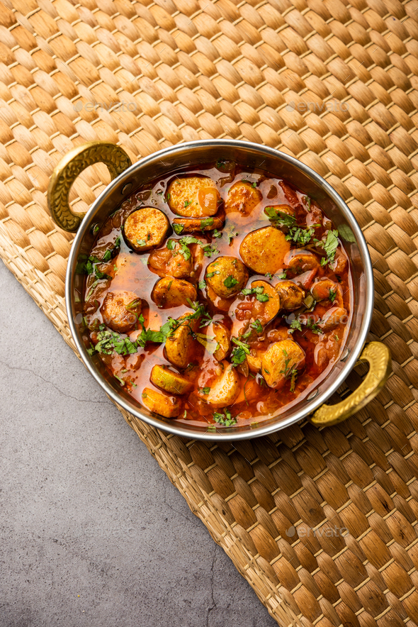 Stir fried taro roots. Arbi ki sabji, ghuiya masala curry Sabzi or arvi ...