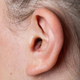 Close up of abscess Inflammation on the ear, area of suppuration. Ear ...