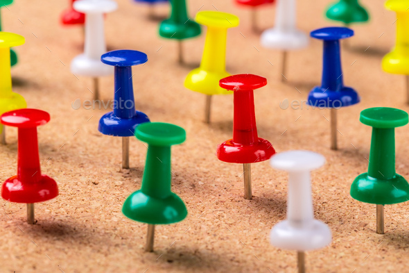 Pin board texture for background and colorful pins Stock Photo by ...