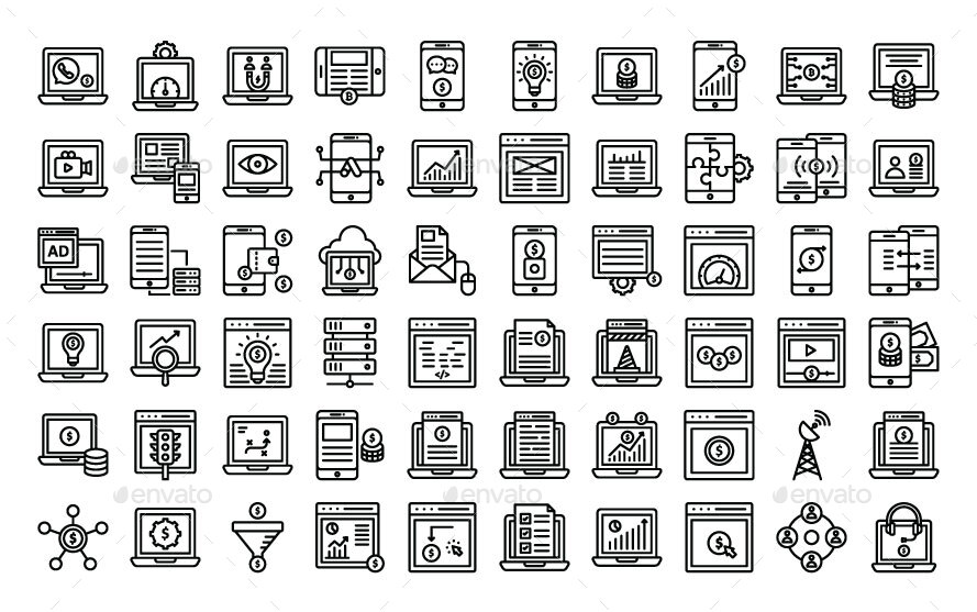 Online Earning, Icons | GraphicRiver