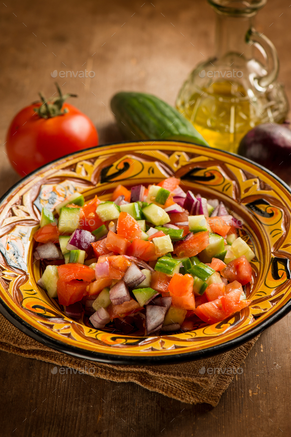 traditional moroccan salad with onions tomatoes and cucumber Stock ...