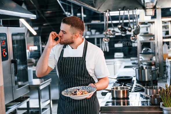 Finished salad. Order is complete. Chef is on the kitchen preparing ...