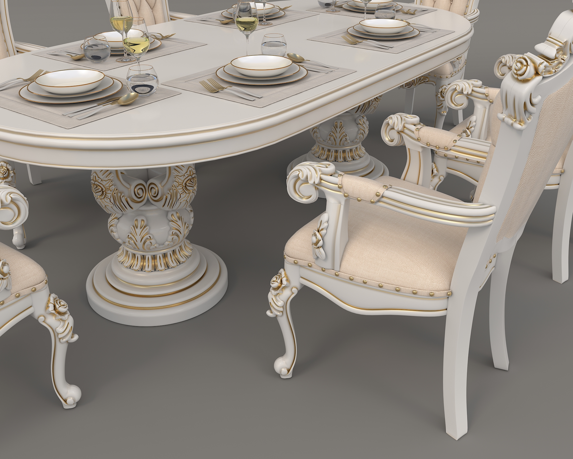 European Style Dining Table and Chairs 11 by nhattuankts | 3DOcean