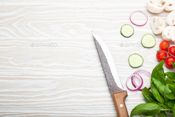 Food cooking background with vegetable ingredients copy space Stock ...