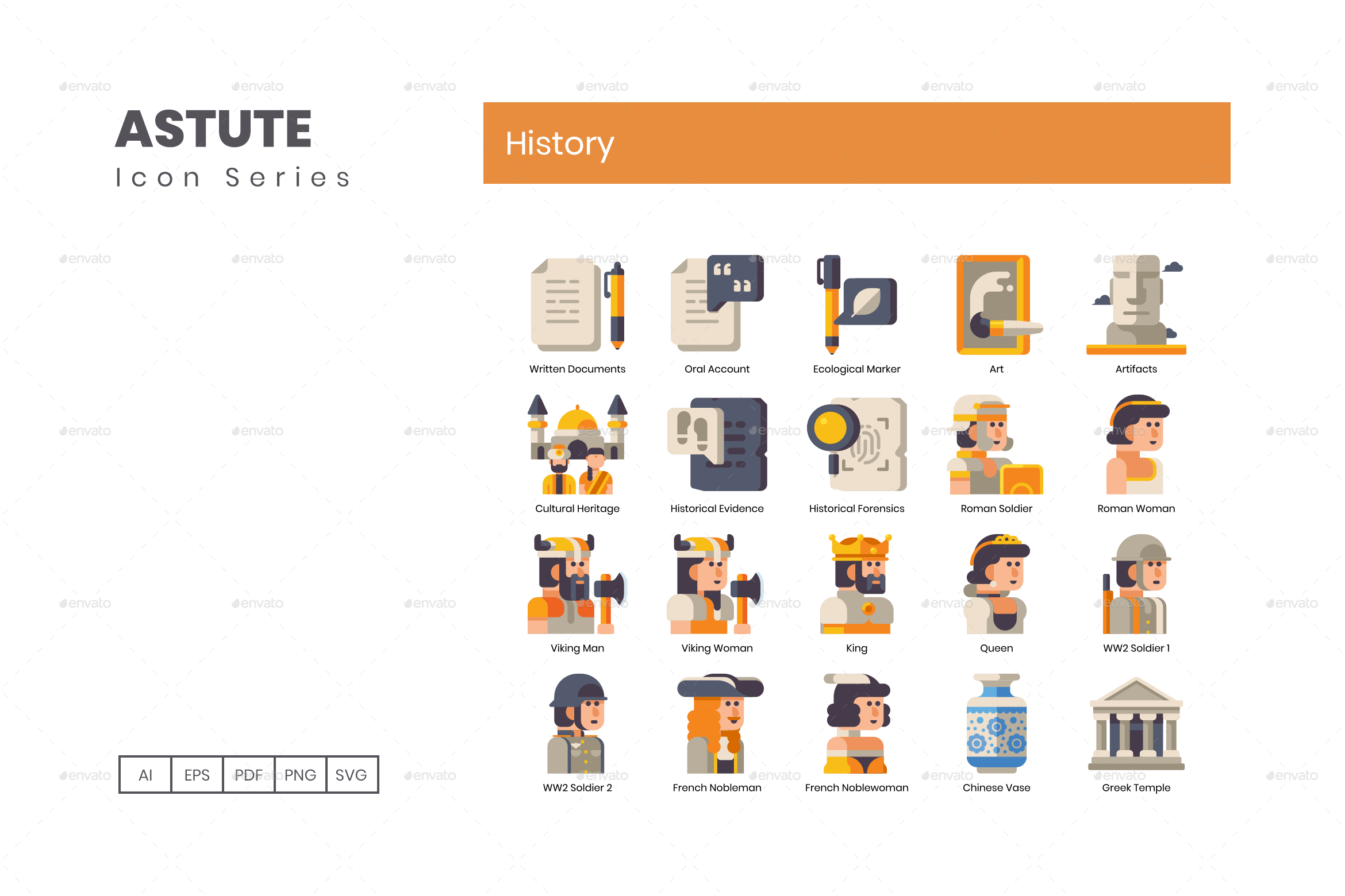 80 History Icons | Astute Series, Icons | GraphicRiver