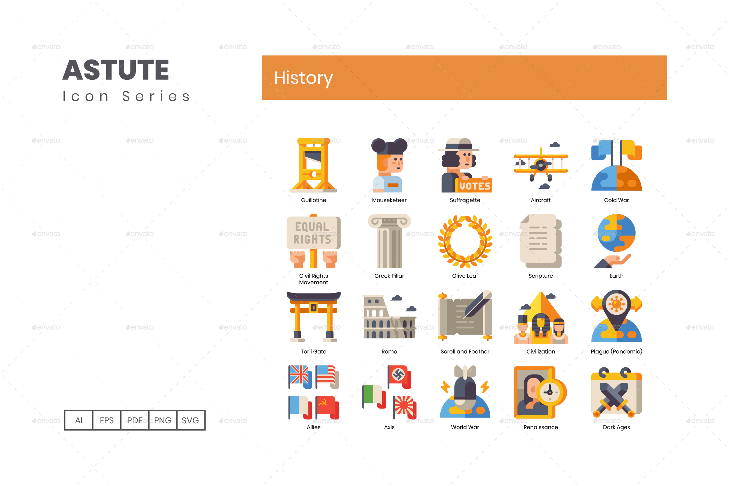 80 History Icons | Astute Series, Icons | GraphicRiver