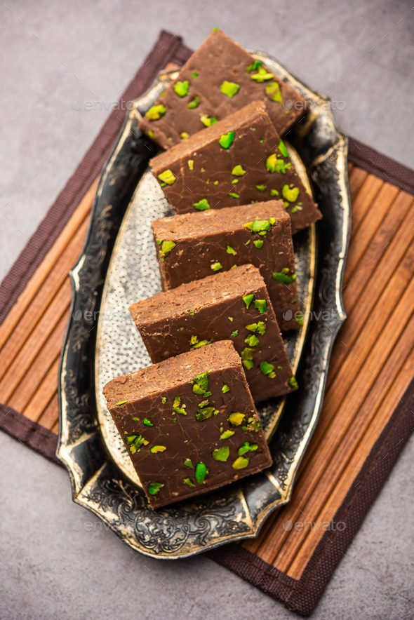 chocolate barfi or choco burfi cake, a tweak to indian dessert or sweet ...