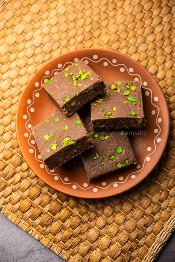 chocolate barfi or choco burfi cake, a tweak to indian dessert or sweet ...