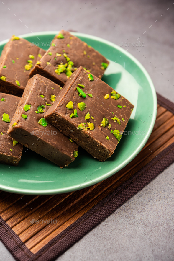 chocolate barfi or choco burfi cake, a tweak to indian dessert or sweet ...
