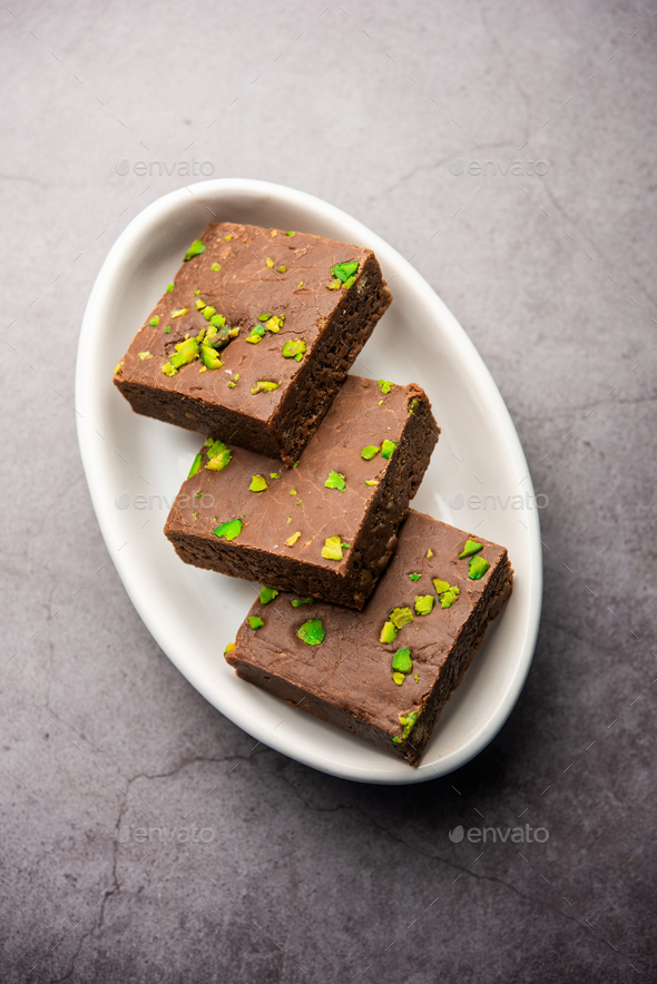 chocolate barfi or choco burfi cake, a tweak to indian dessert or sweet ...