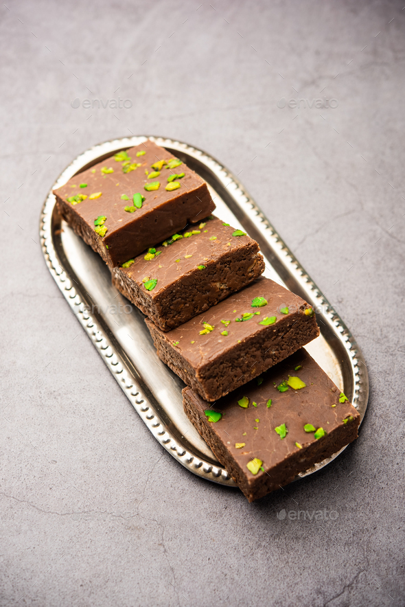 chocolate barfi or choco burfi cake, a tweak to indian dessert or sweet ...