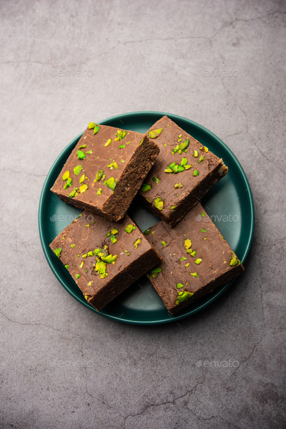 chocolate barfi or choco burfi cake, a tweak to indian dessert or sweet ...