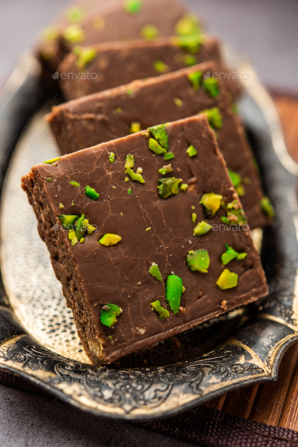 chocolate barfi or choco burfi cake, a tweak to indian dessert or sweet ...