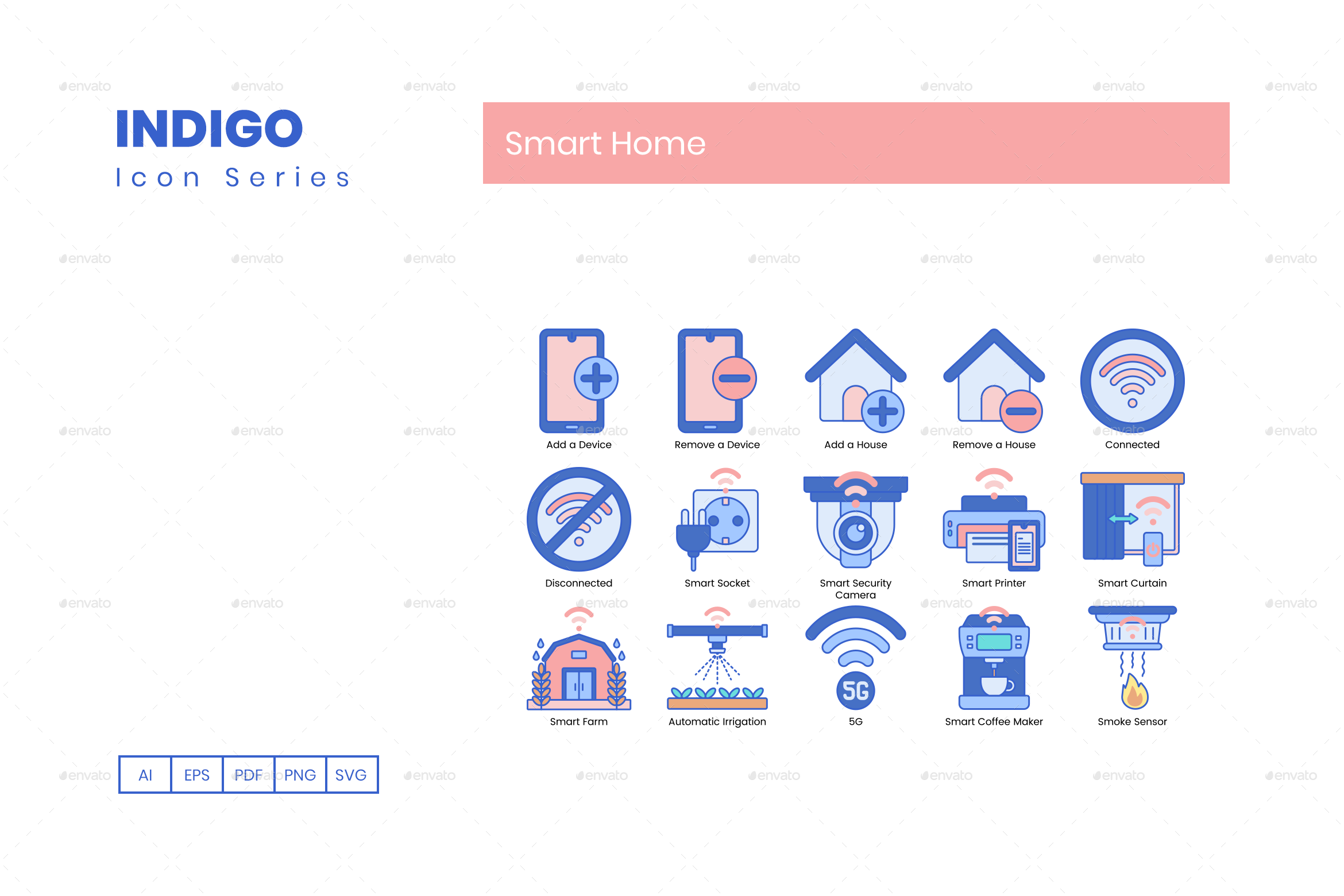 70 Smart Home Icons | Indigo Series, Icons | GraphicRiver