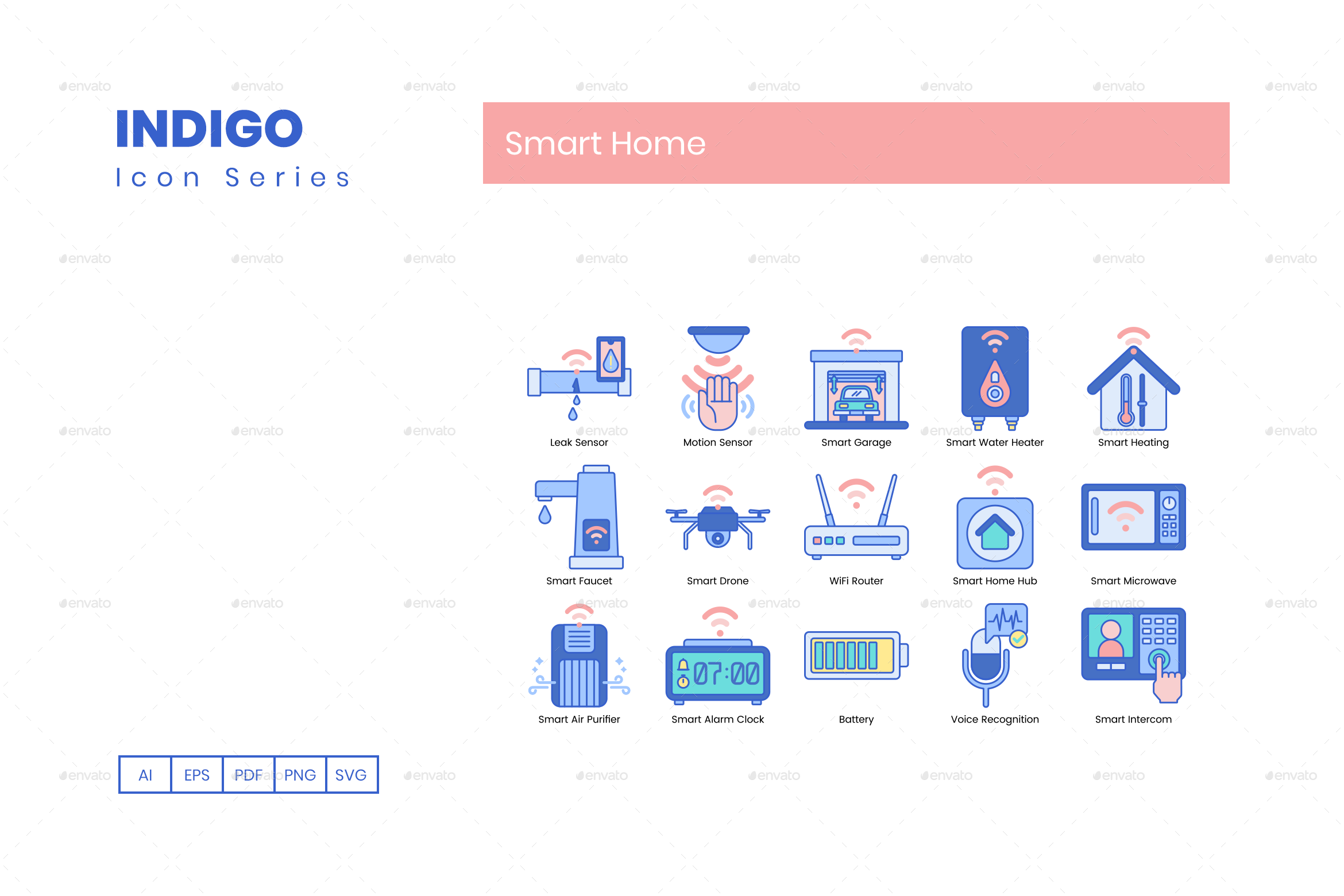 70 Smart Home Icons | Indigo Series, Icons | GraphicRiver