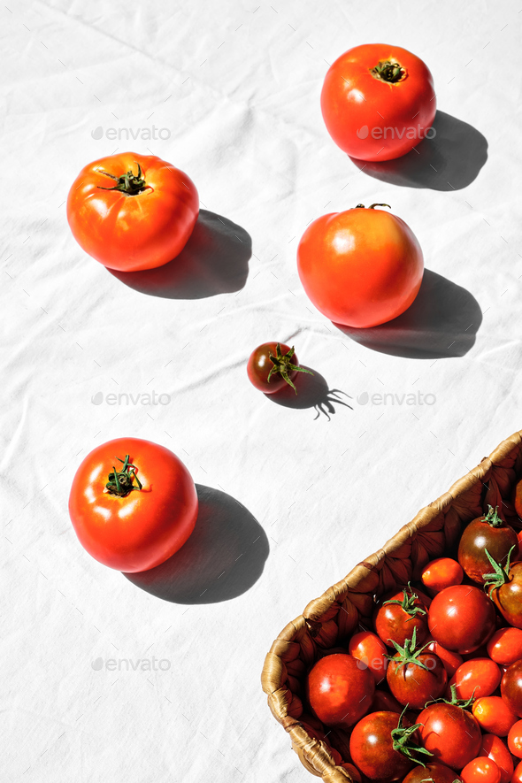 Red ripe tomatoes texture background. Stock Photo by trimarchi_photo
