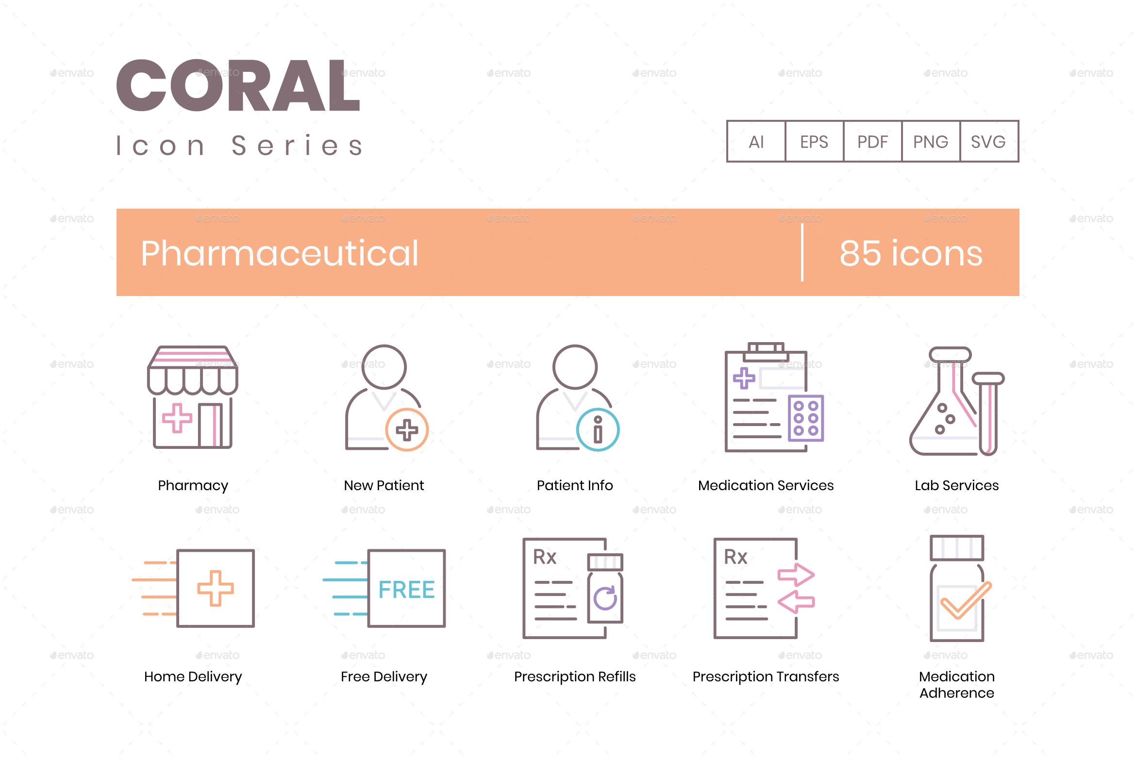 85 Pharmaceutical Line Icons by Krafted | GraphicRiver