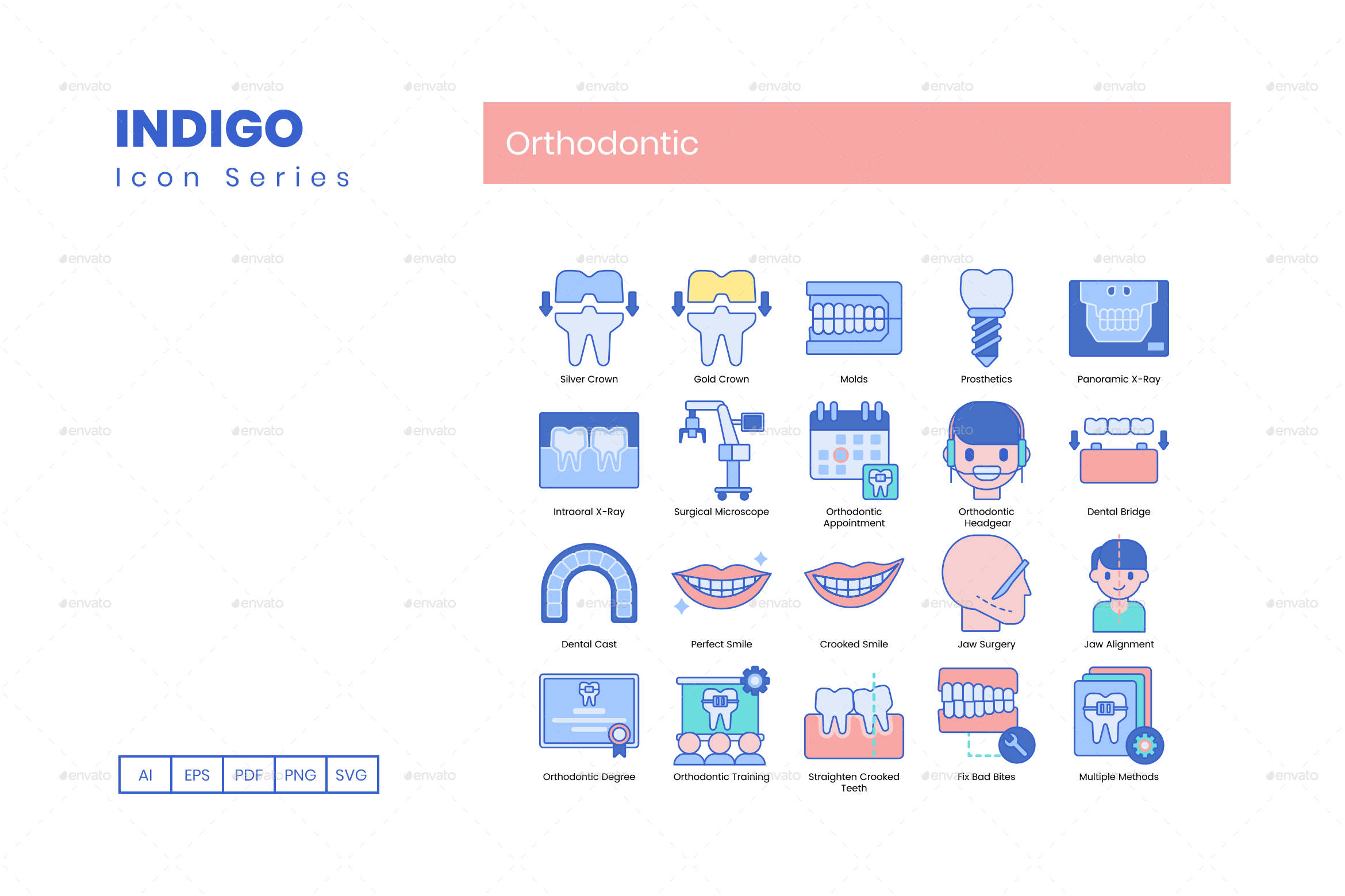 80 Orthodontics Icons | Indigo Series, Icons | GraphicRiver