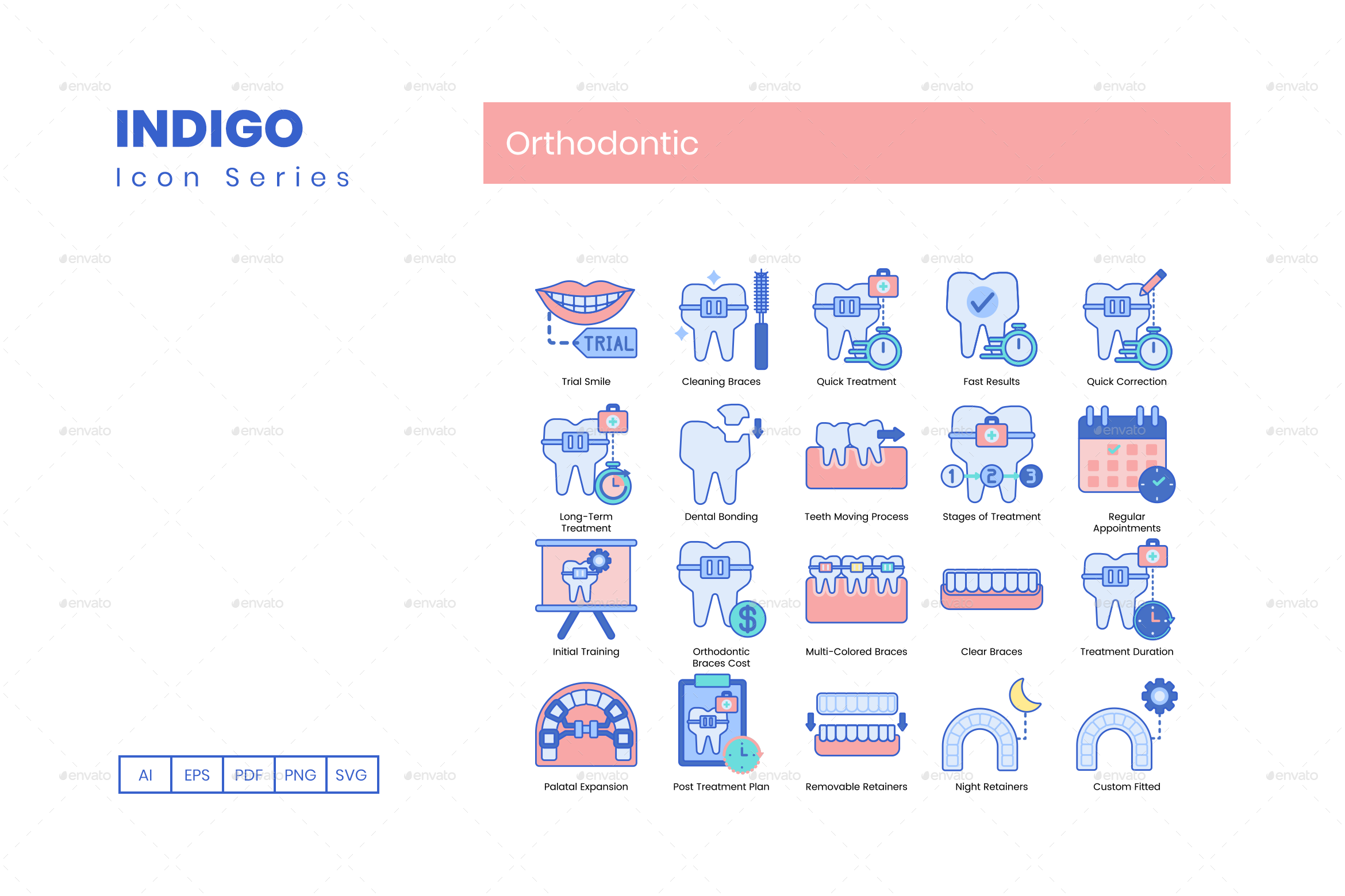 80 Orthodontics Icons | Indigo Series, Icons | GraphicRiver