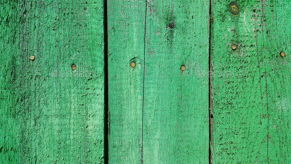Texture of weathered wooden green painted fence Stock Photo by didesign