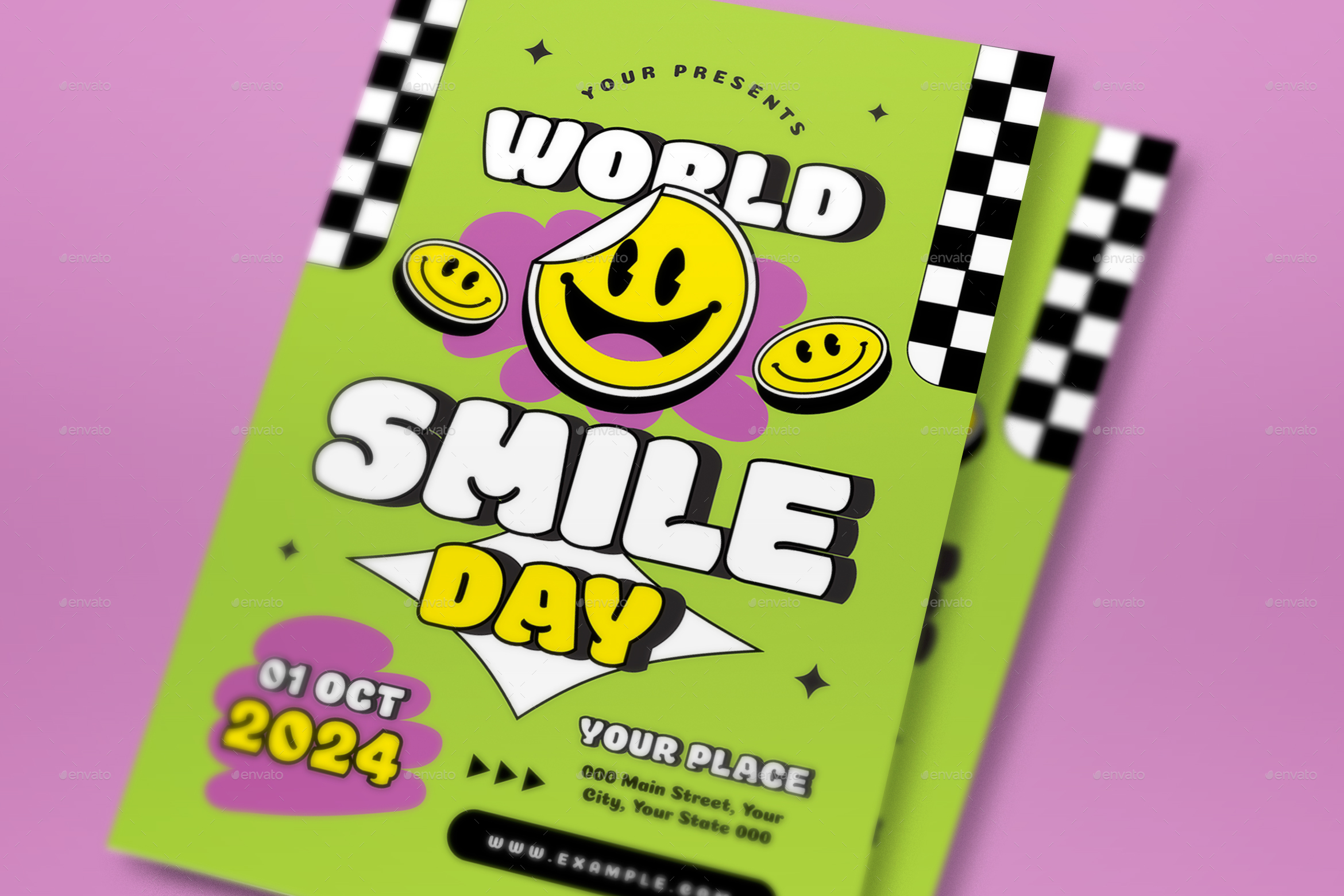 Green Flat Design World Smile Day Flyer Set, Print Templates | GraphicRiver