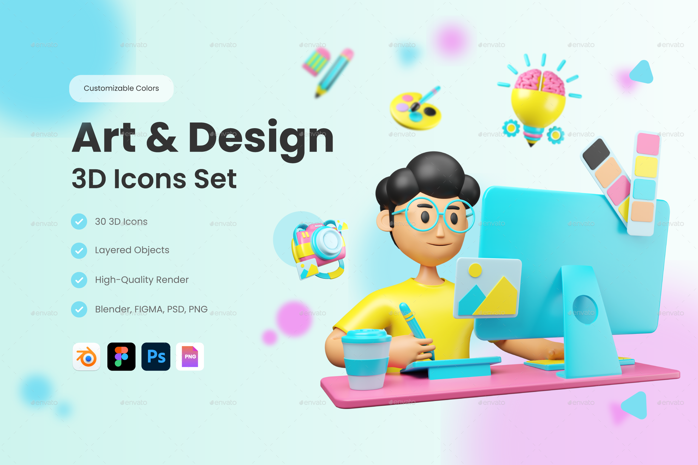 3D Art & Design Icons Illustration, Graphics | GraphicRiver