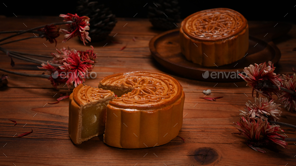 Delicious traditional mooncakes for Chinese Mid Autumn festival celebration. Stock Photo by ...