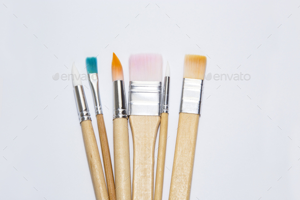 Set of various colorful brushes for drawing Stock Photo by didesign