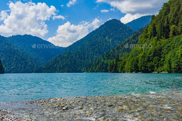 Lake Ritsa in mountains in Abkhazia. Stock Photo by EwaStudio | PhotoDune