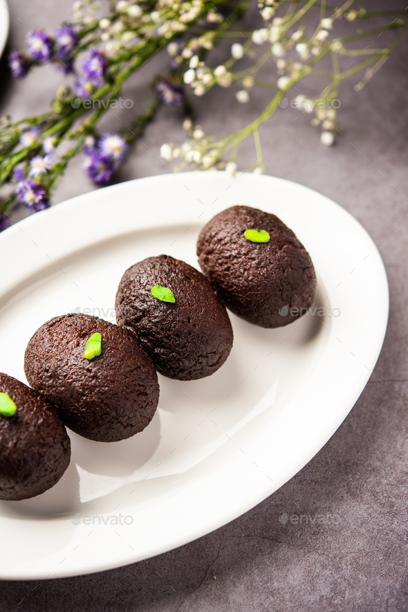 Indian Sweet Food Sweet Black Gulab Jamun Also Known as Kala Jamun ...