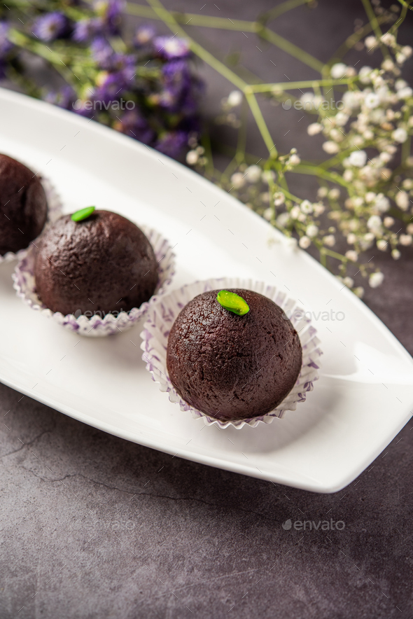 Indian Sweet Food Sweet Black Gulab Jamun Also Known as Kala Jamun ...