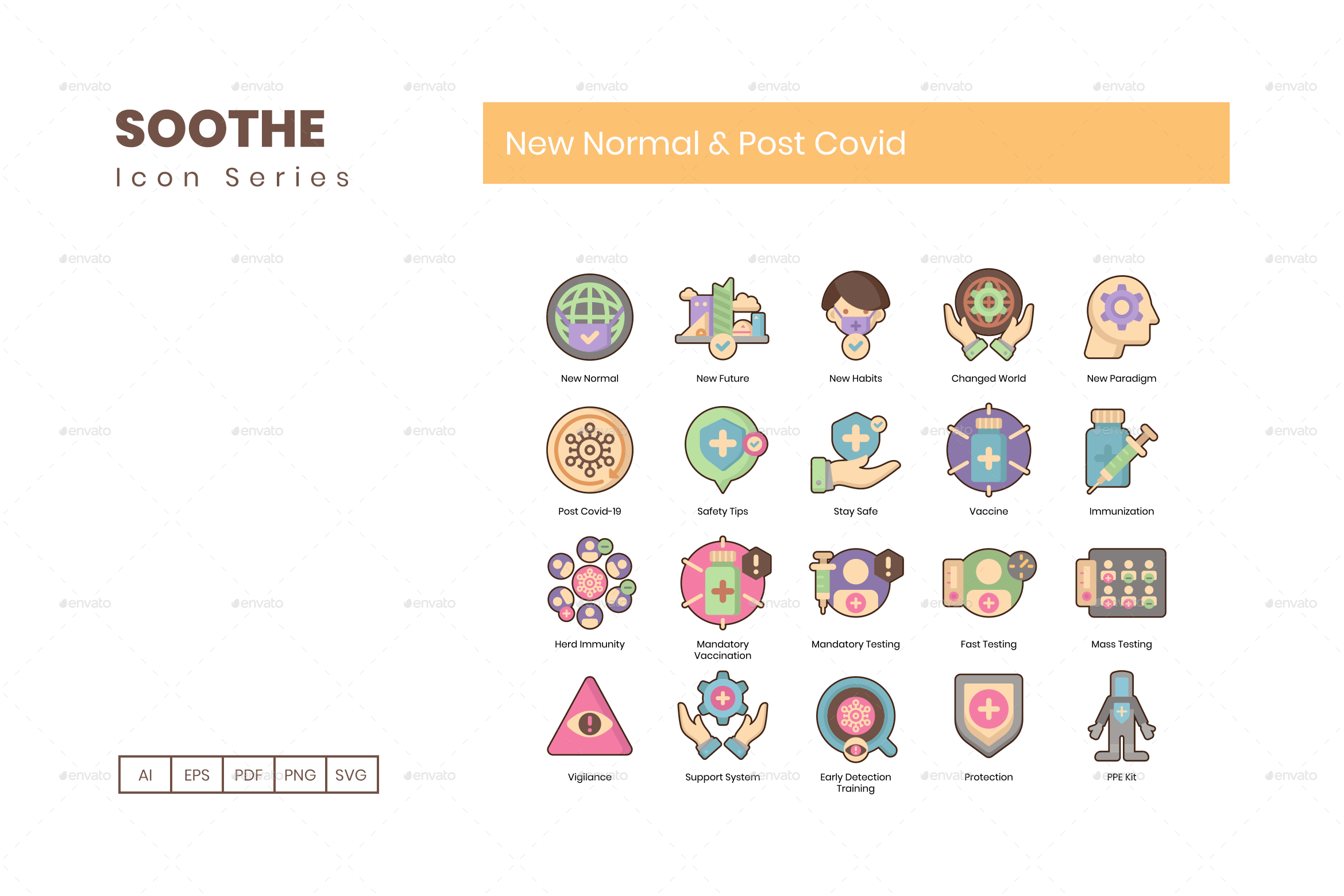 80 New Normal Post Covid Icons | Soothe Series, Icons | GraphicRiver