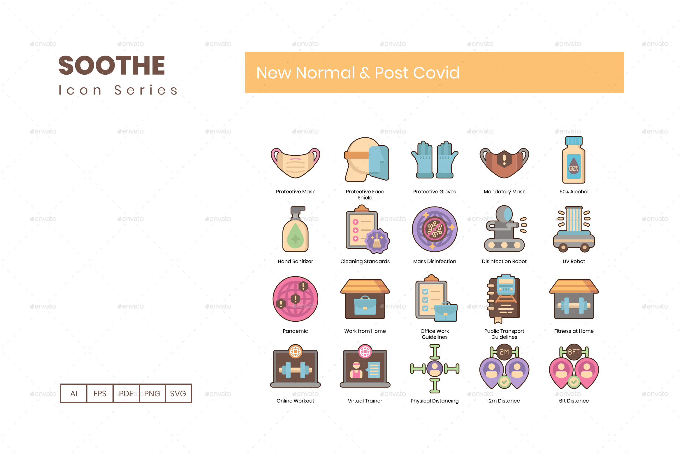 80 New Normal Post Covid Icons | Soothe Series, Icons | GraphicRiver