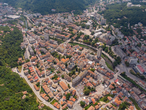 Aerial view of a Gabrovo a city in central northern Bulgaria. Stock ...