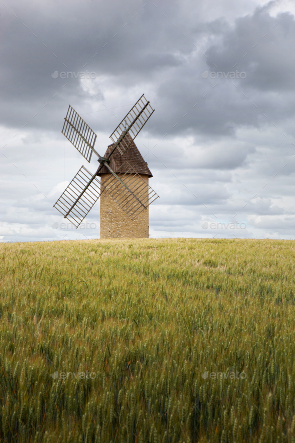 Old windmill and wheat field Stock Photo by Redzen2 | PhotoDune