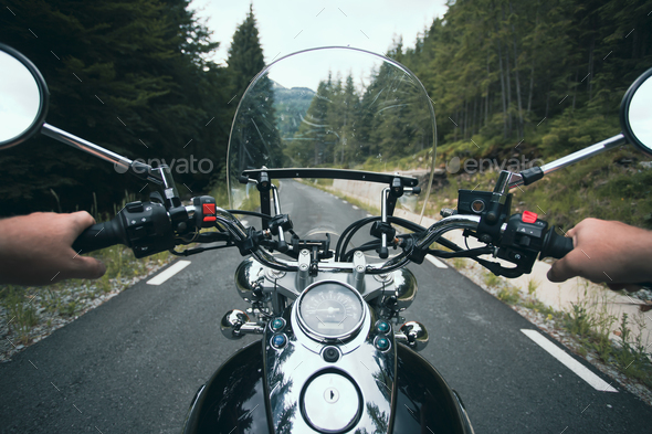 The view over the handlebars of motorcycle Stock Photo by erika8213