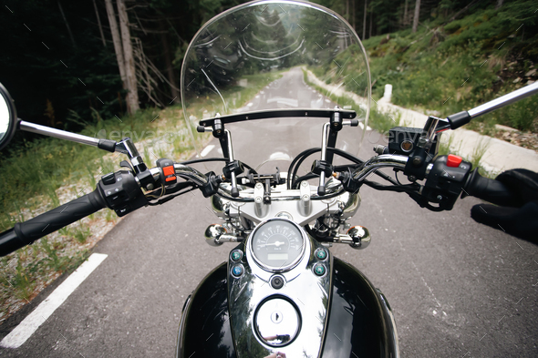 The view over the handlebars of motorcycle Stock Photo by erika8213