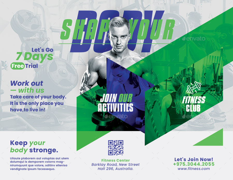 Fitness Gym Trifold Brochure, Print Templates | GraphicRiver
