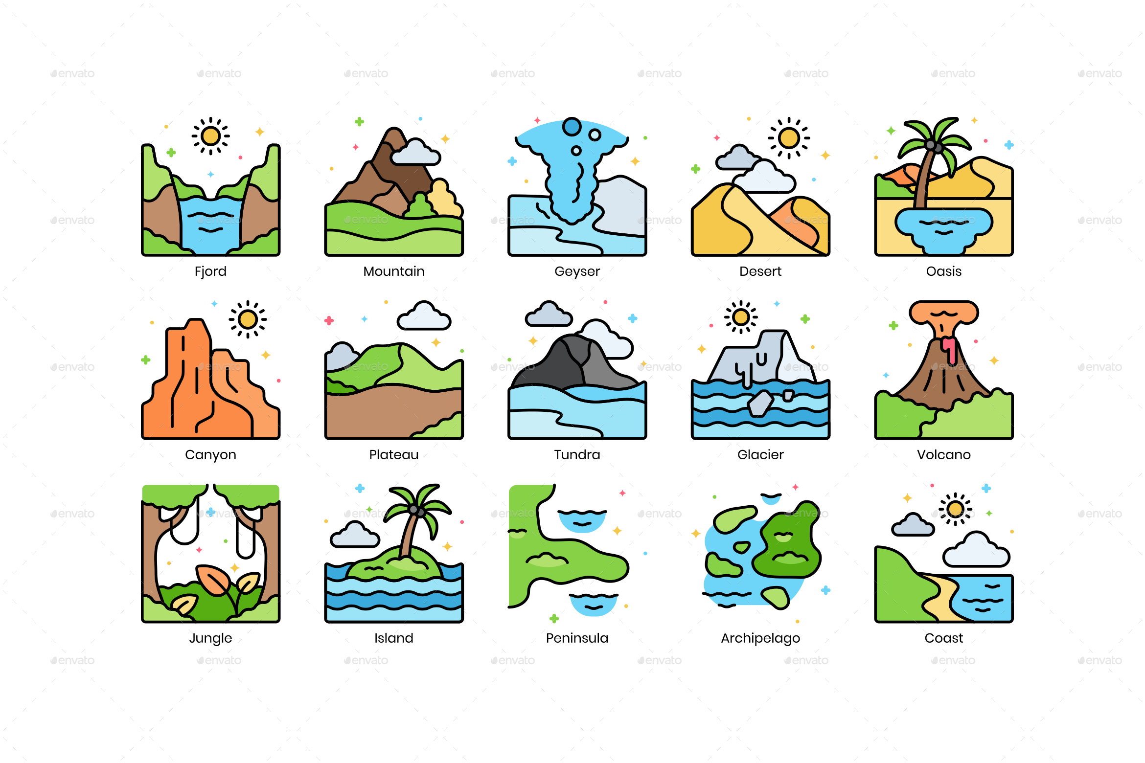 70 Geography Icons | Vivid Series, Icons | GraphicRiver