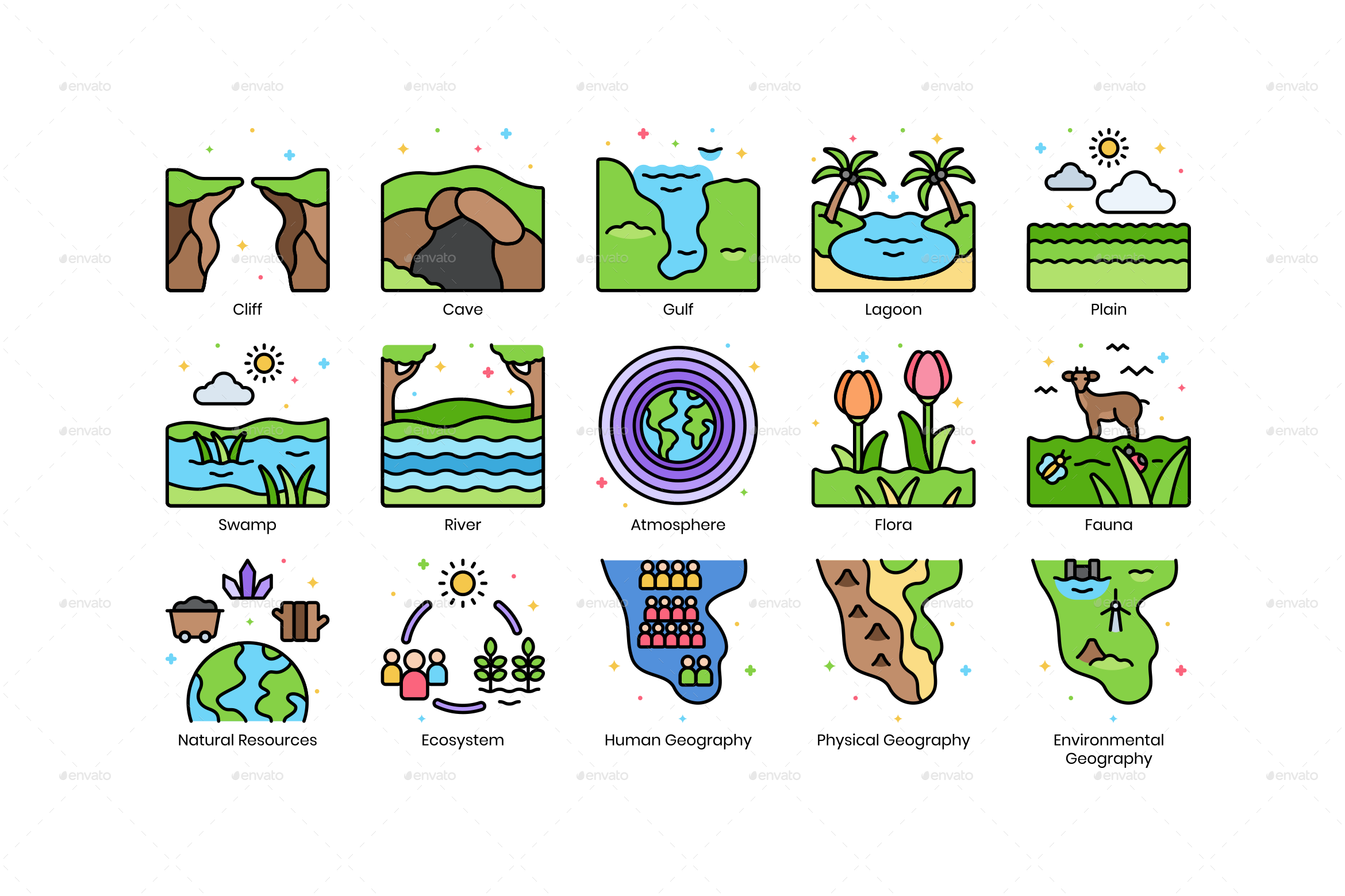 70 Geography Icons | Vivid Series, Icons | GraphicRiver