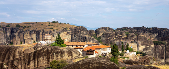 Meteora Greece Holy Trinity Agia Trias Monastery building on top of ...