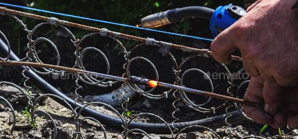 Welder Welding Steel Bars Rebar Stock Photo by solovei23 | PhotoDune