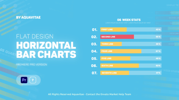 Flat Infographics Horizontal Bar Charts l MOGRT, Premiere Pro Templates