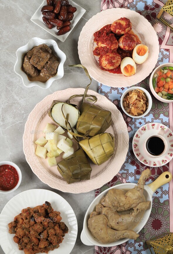 Eid Al Fitr Menu, Various Lebaran Dish Stock Photo by ikadapurhangus
