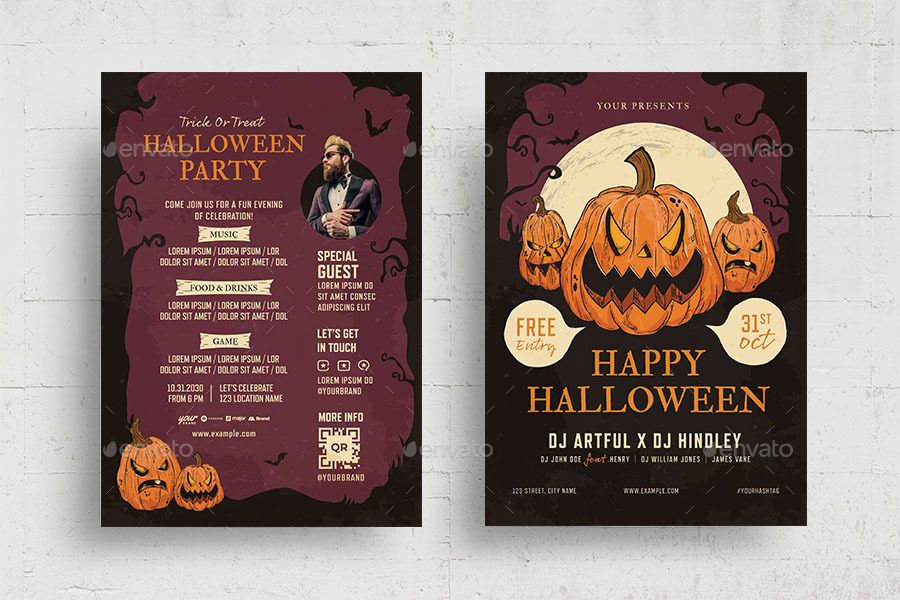 Halloween Pumpkin Flyer Template, Print Templates | GraphicRiver