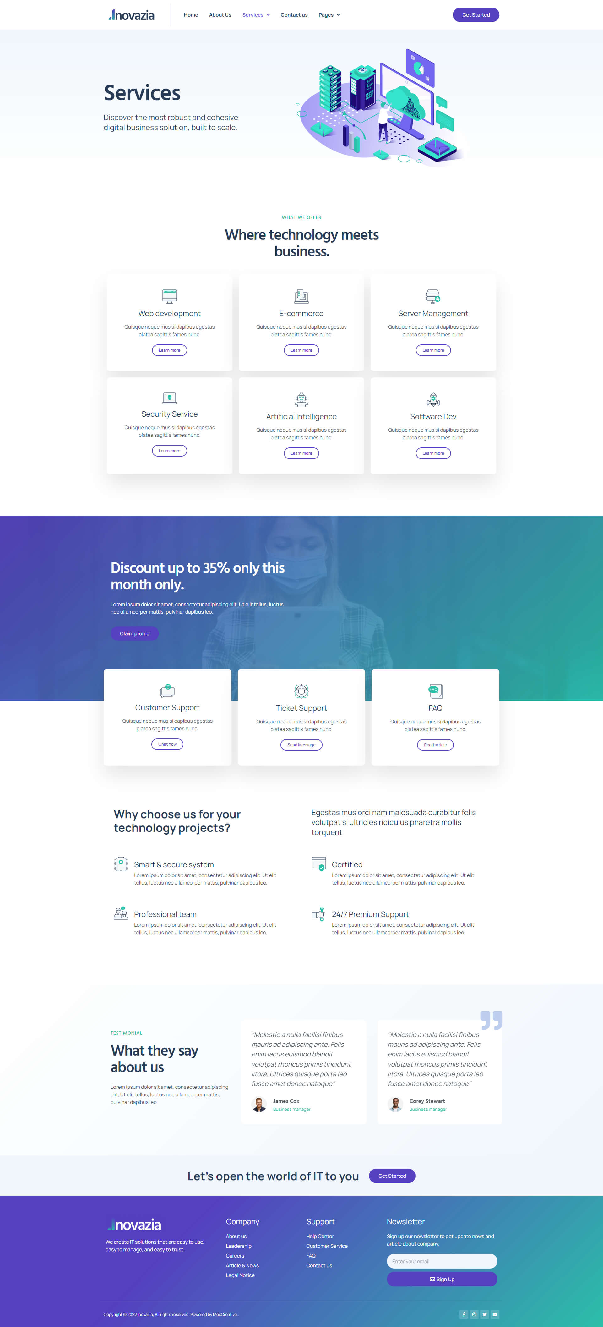 Inovazia - IT Services Elementor Pro Full Site Template Kit by moxcreative