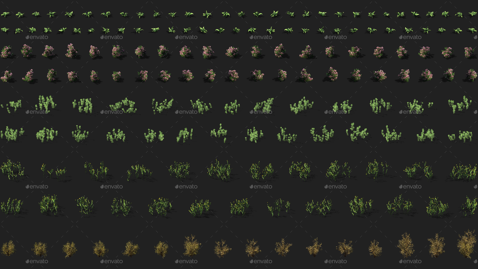 310 Grass Plant Bush Nature Game Assets Kit, Game Assets | GraphicRiver