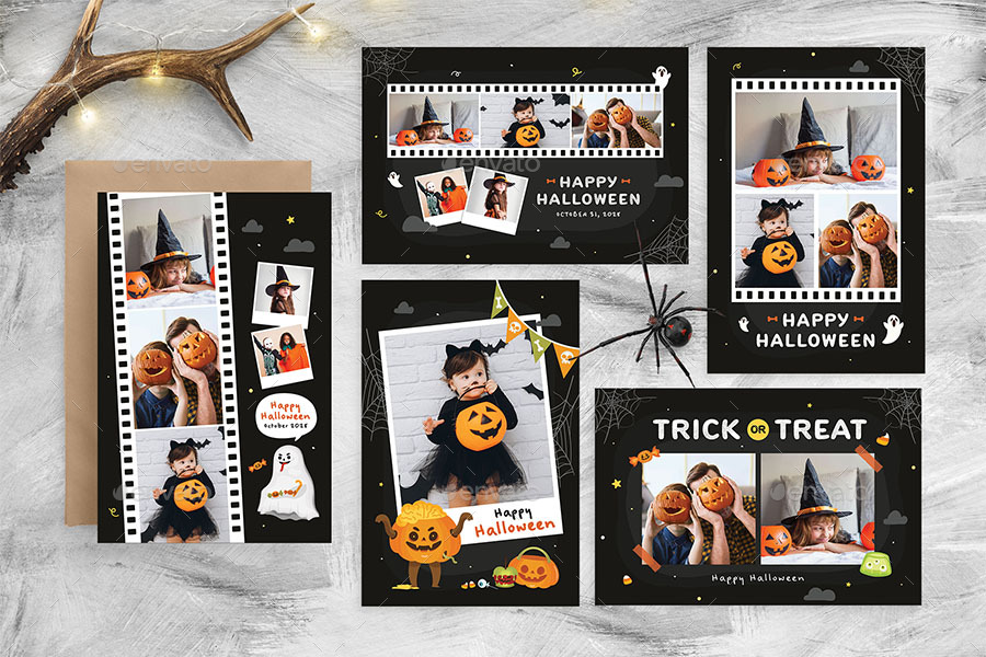 Cute Halloween Photo Collage, Print Templates | GraphicRiver