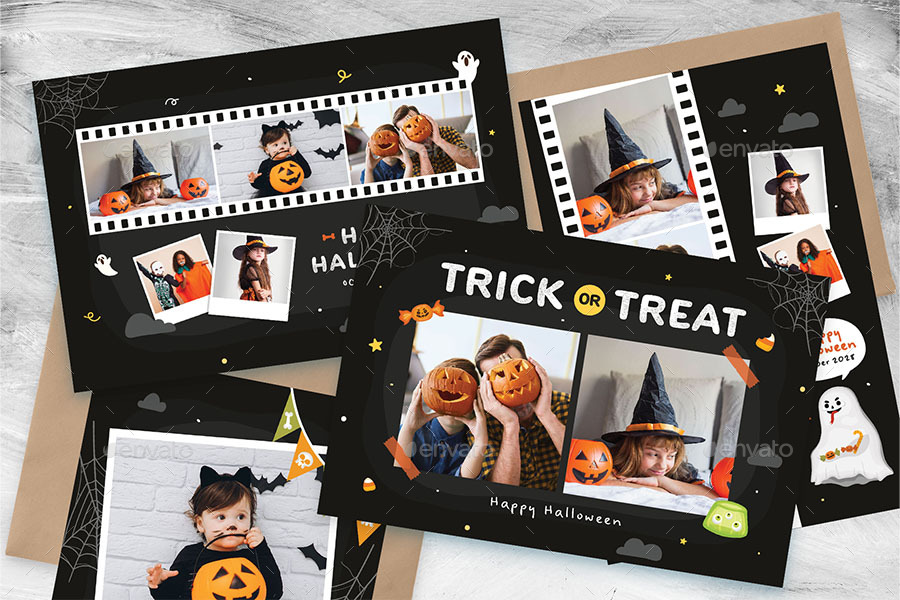 Cute Halloween Photo Collage, Print Templates | GraphicRiver
