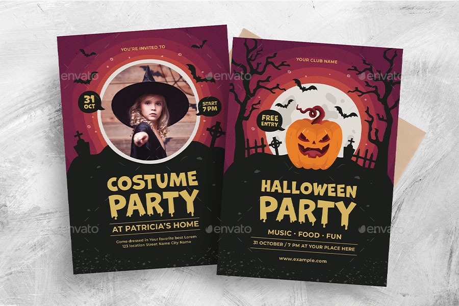 Kid's Halloween Party Flyer Template, Print Templates | GraphicRiver